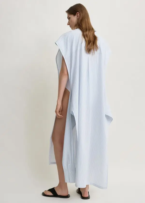 TOTEME Striped Tie-sleeve Dress Blue/white