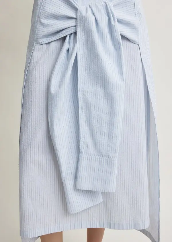 TOTEME Striped Tie-sleeve Dress Blue/white