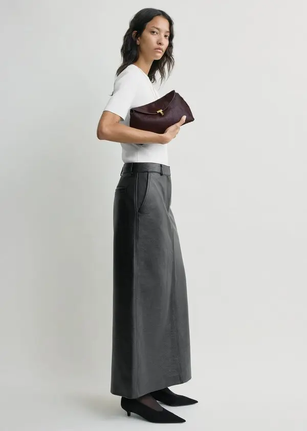 TOTEME T-lock Pony Hair Clutch - Wine
