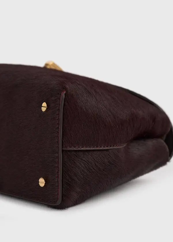 TOTEME T-lock Pony Hair Clutch - Wine