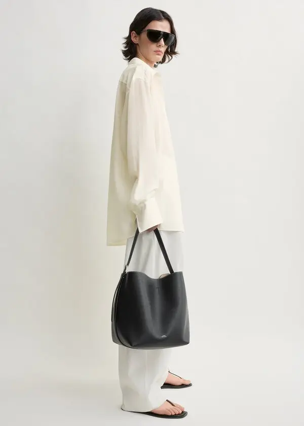 TOTEME Medium Belted Grained-leather Tote