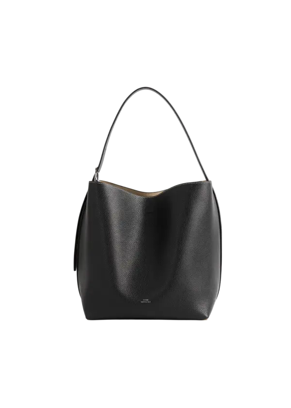 TOTEME Medium Belted Grained-leather Tote Bag - Black
