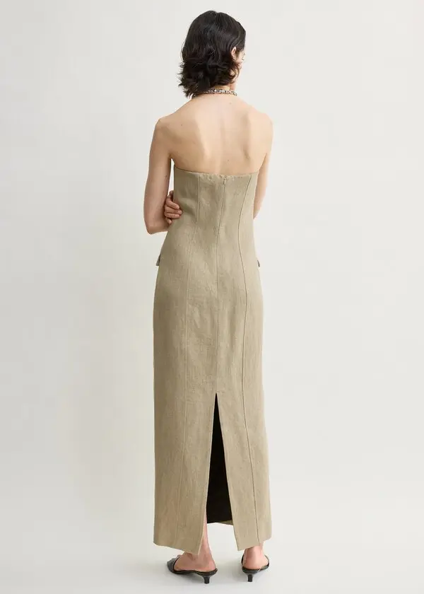 TOTEME Strapless Linen Pocket Maxi Dress