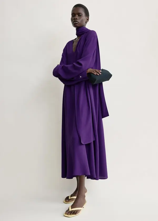 TOTEME Fluid Viscose Maxi Dress With Attached Scarf