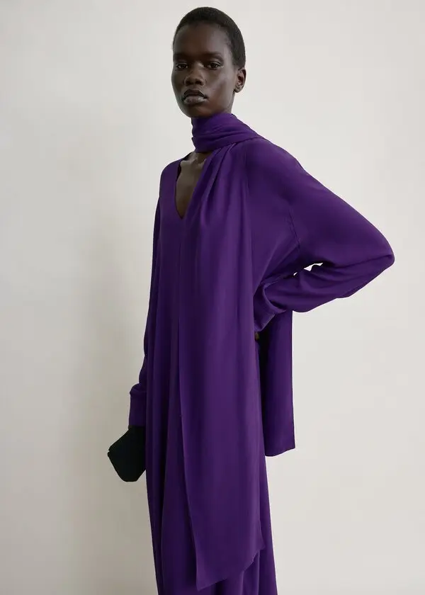 TOTEME Fluid Viscose Maxi Dress With Attached Scarf