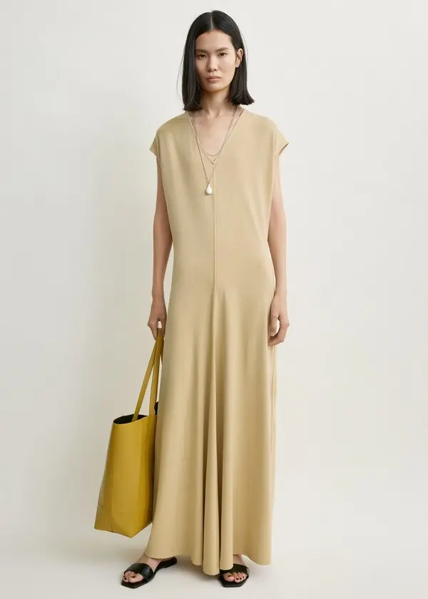 TOTEME V-neck Jersey Maxi Dress - Chai