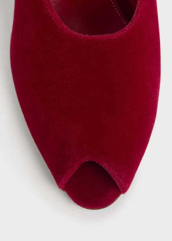 TOTEME Peep-toe Velvet Wedge Mules
