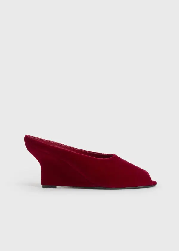 TOTEME Peep-toe Velvet Wedge Mules