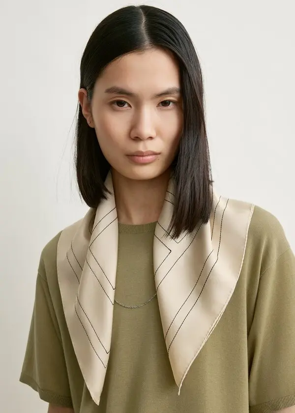 TOTEME Embroidered Monogram Silk Scarf