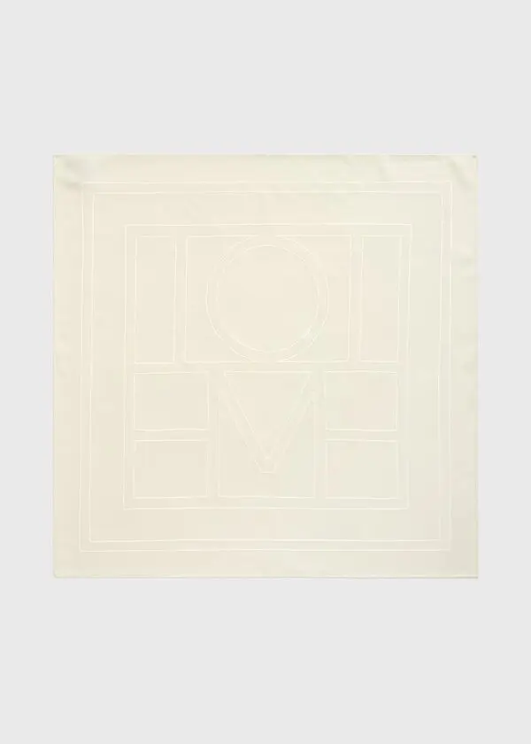 TOTEME Embroidered Monogram Silk Scarf - Cream