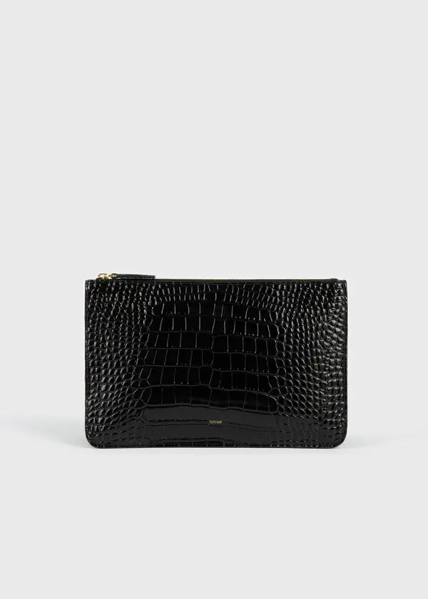 TOTEME Threefold Croco-embossed Clutch