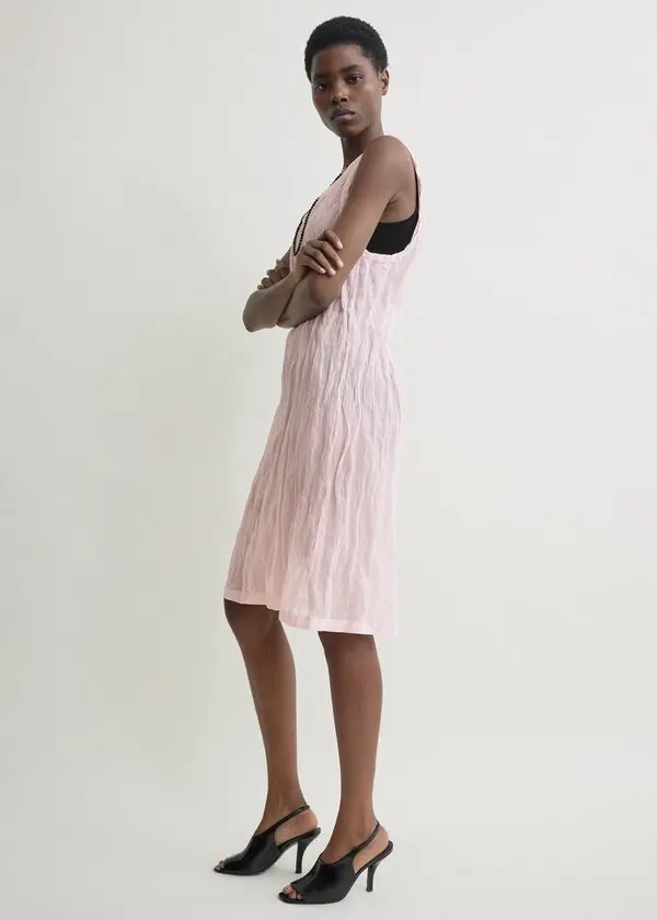 TOTEME Crinkled Cotton Tank Dress - Bloom