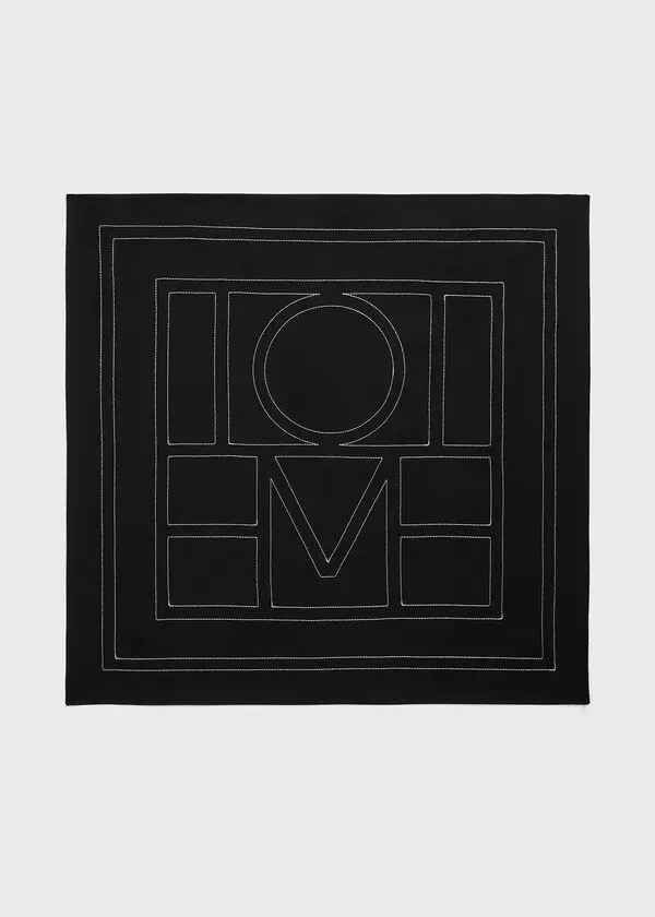 TOTEME Embroidered Monogram Silk Scarf - Black