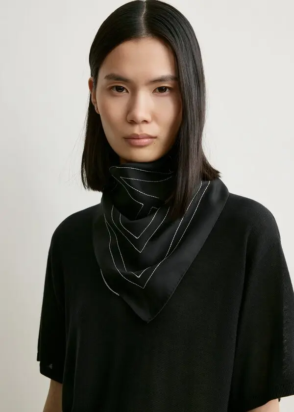 TOTEME Embroidered Monogram Silk Scarf