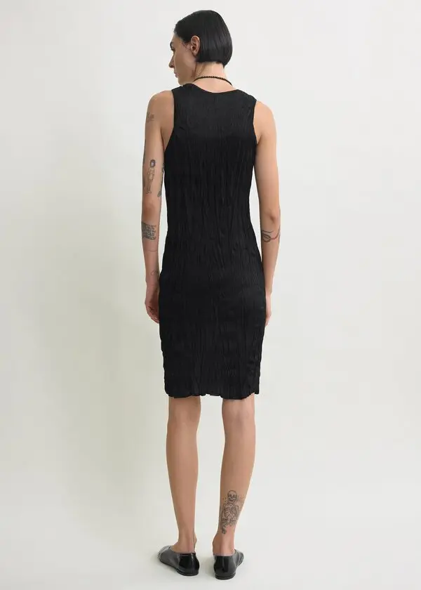 TOTEME Crinkled Knit Tank Dress - Black