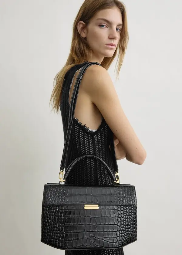TOTEME Clip Croco-embossed Top Handle