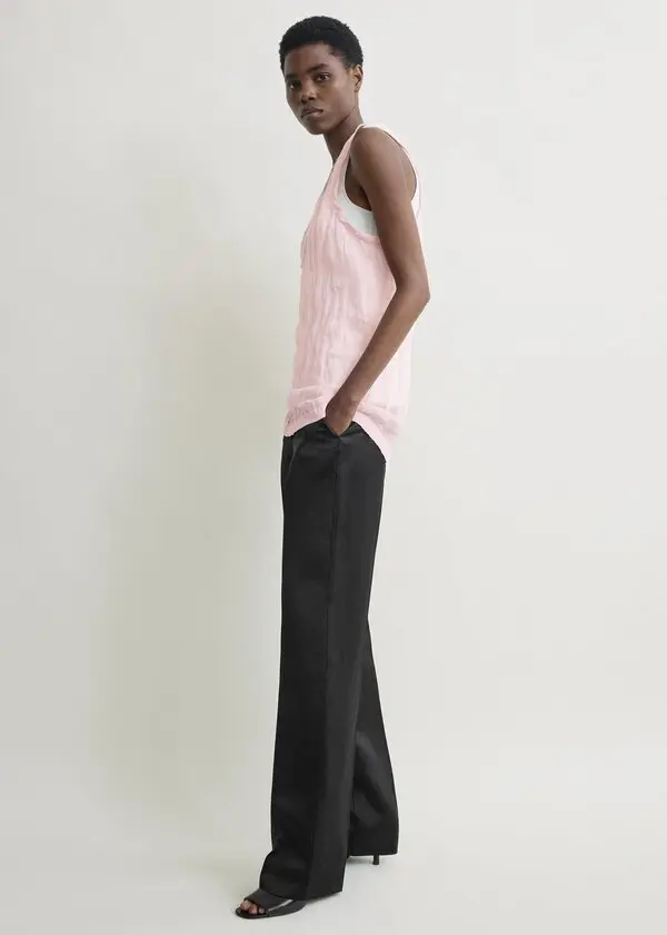 TOTEME Crinkled Cotton Tank With Metal Yarn