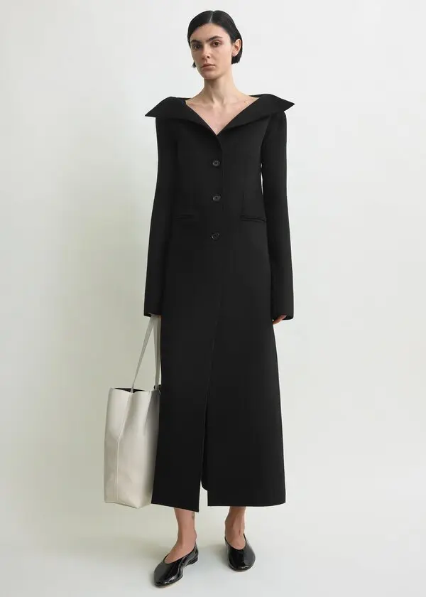 TOTEME Open Collar Wool Coat