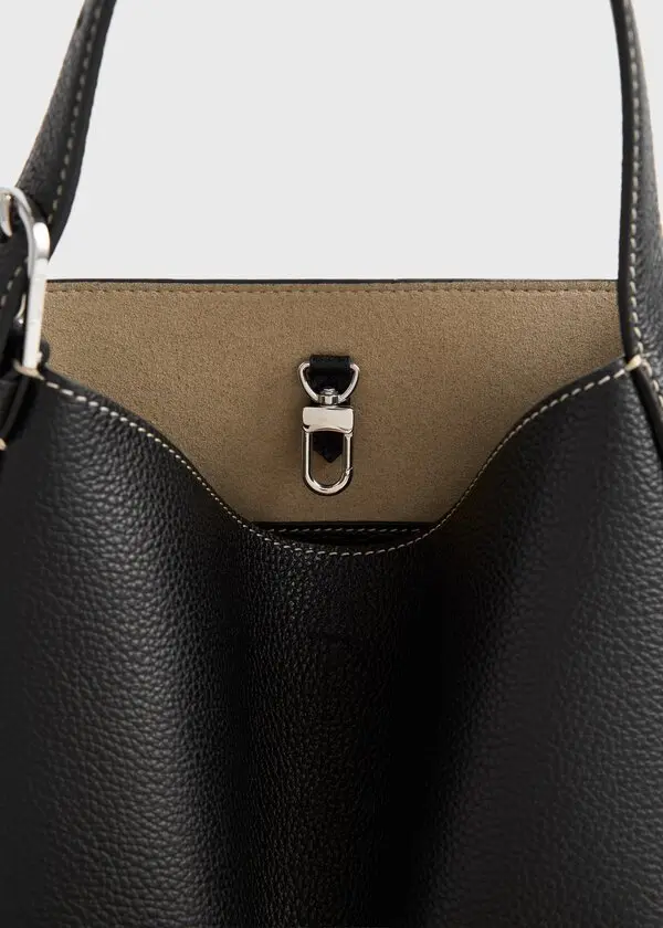 TOTEME Small Belted Grained-leather Tote