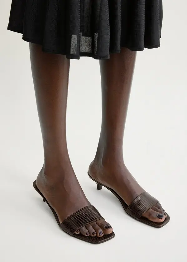 TOTEME Slim Lizard-embossed Bandeau Mules