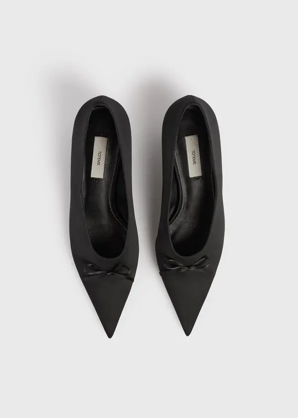 TOTEME Bow Satin Kitten Heel Pumps