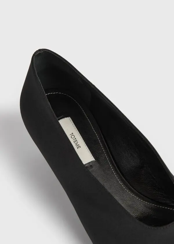 TOTEME Bow Satin Kitten Heel Pumps