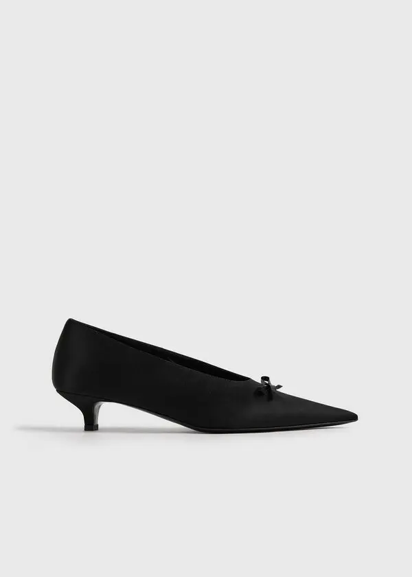 TOTEME Bow Satin Kitten Heel Pumps