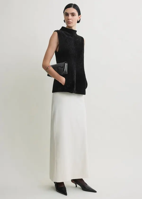 TOTEME Shearling Front Top - Black