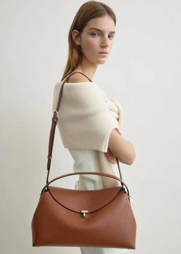 TOTEME T-lock Grained-leather Top Handle