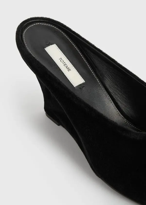 TOTEME Peep-toe Velvet Wedge Mules
