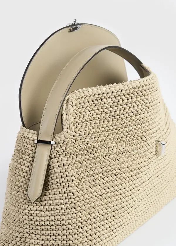 TOTEME T-lock Woven-leather Top Handle