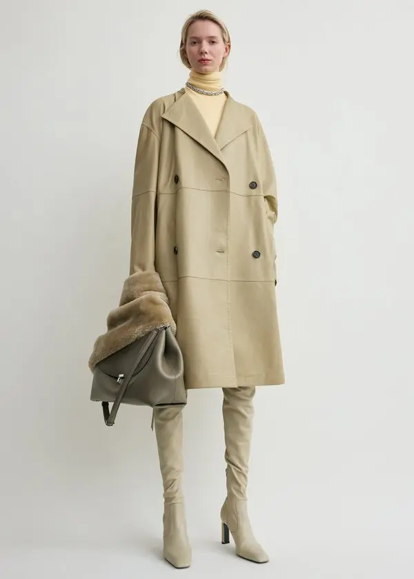 TOTEME Collarless Leather Coat
