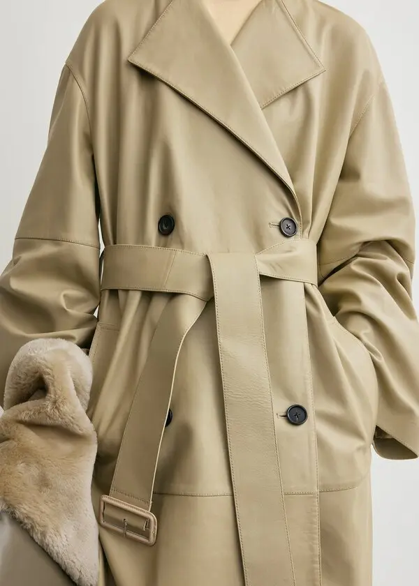 TOTEME Collarless Leather Coat
