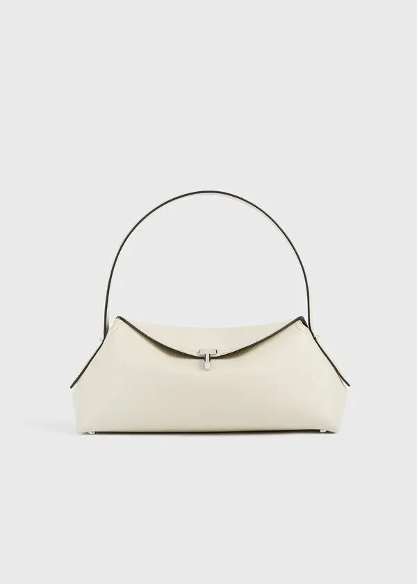 TOTEME T-lock Grained-leather Shoulder - Milk