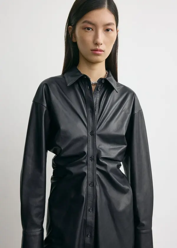 TOTEME Leather Slouch Shirtdress