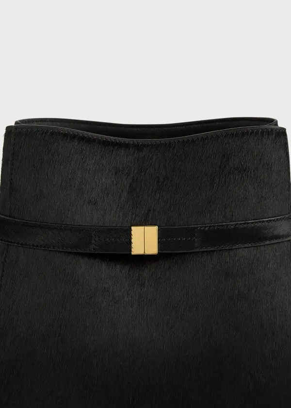 TOTEME Belted Pony Hair Effect Leather Bucket Bag - Black