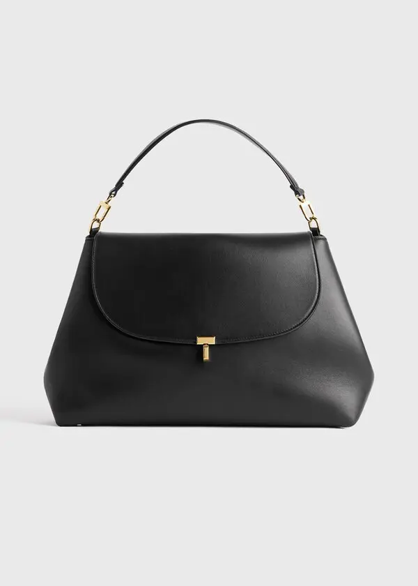 TOTEME T-lock Leather Satchel - Black
