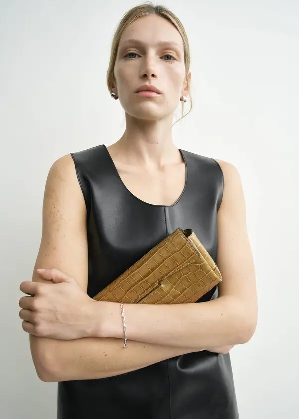 TOTEME Soft Croco-embossed T-clutch