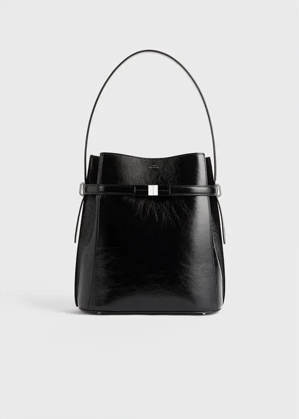 TOTEME Belted Naplack Bucket Bag - Black