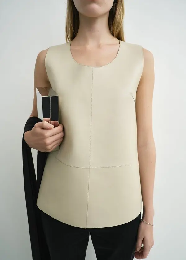 TOTEME Scoop-neck Leather Top