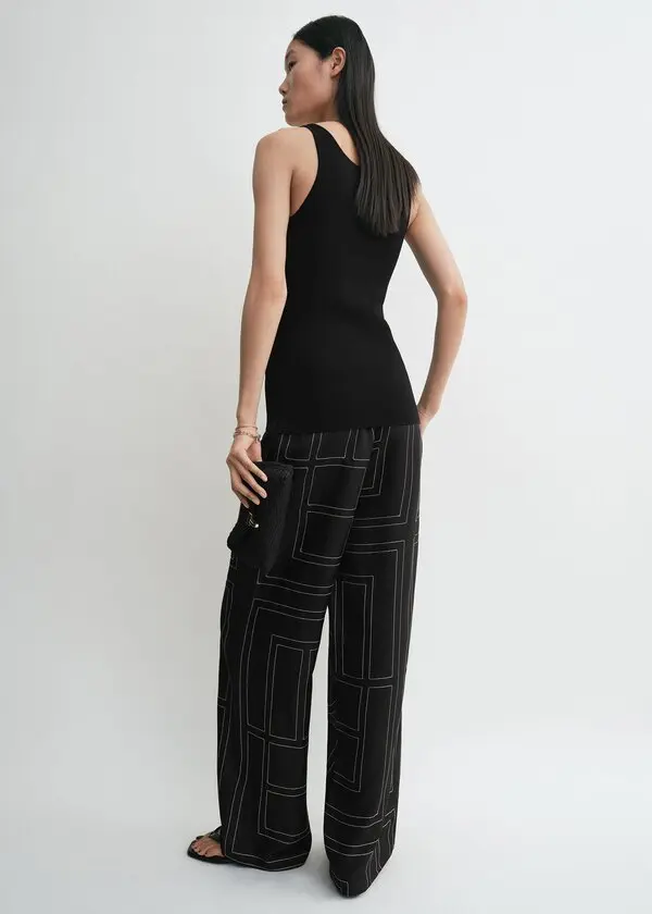 TOTEME Monogram Silk Pj Bottoms Black