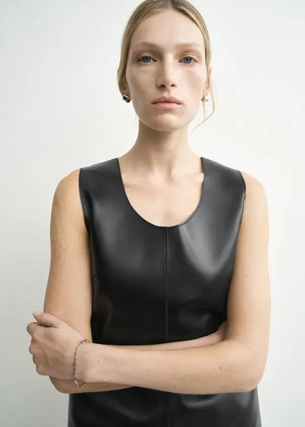 TOTEME Scoop-neck Leather Top