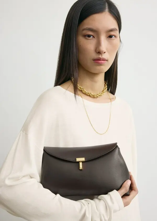TOTEME T-lock Leather Clutch
