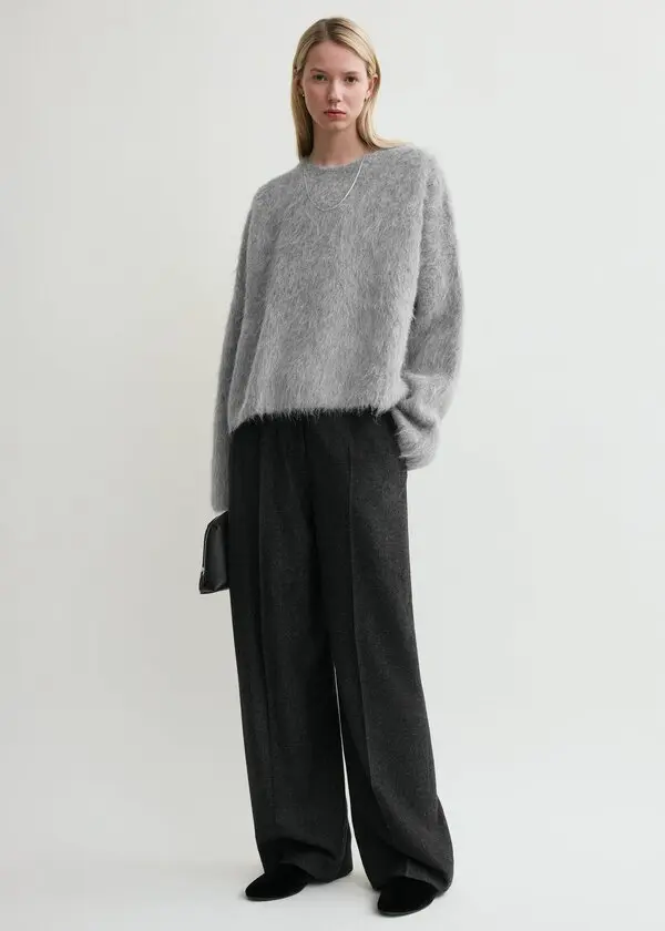 TOTEME Boxy Alpaca Knit Grey Mélange