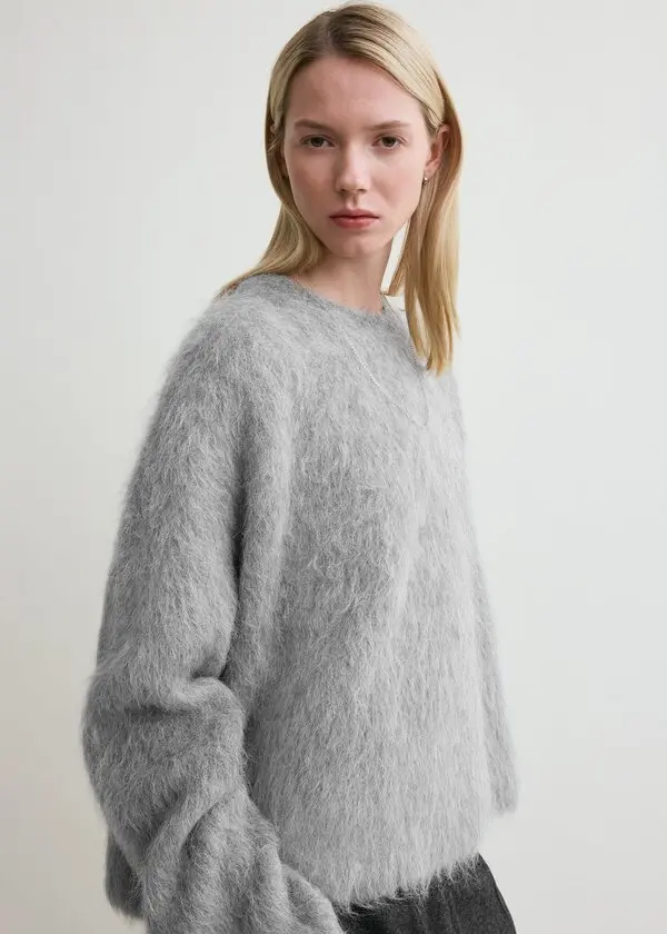 TOTEME Boxy Alpaca Knit Grey Mélange