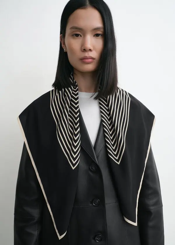 TOTEME Centered Monogram Silk Scarf Black