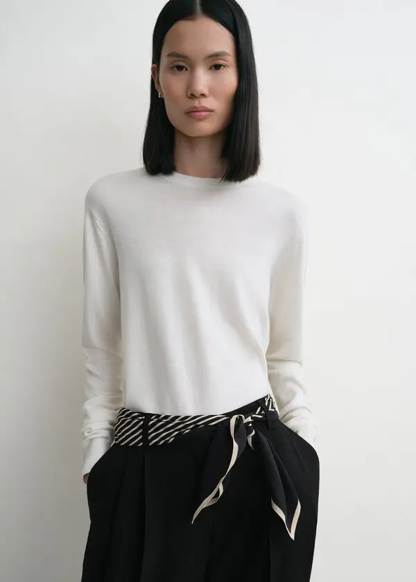 TOTEME Centered Monogram Silk Scarf Black
