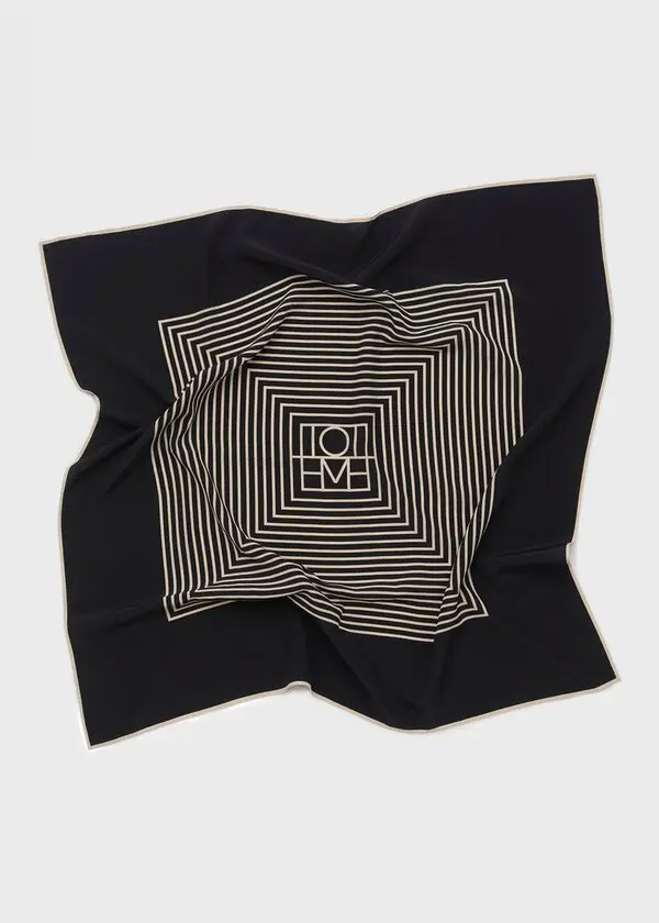 TOTEME Centered Monogram Silk Scarf Black