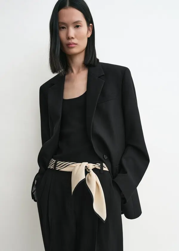 TOTEME Centered Monogram Silk Scarf Crème