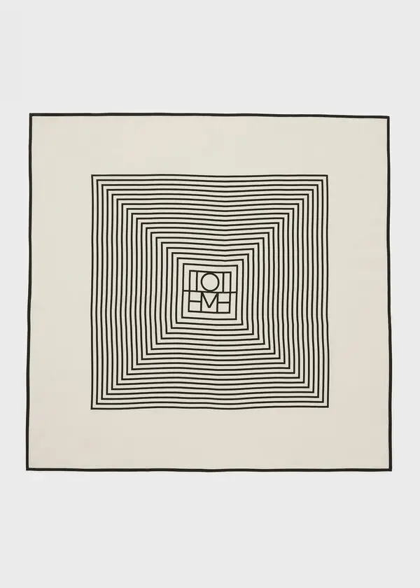 TOTEME Centered Monogram Silk Scarf Crème